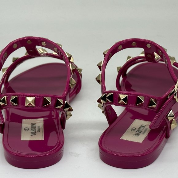 Valentino | Shoes | Valentino Rockstud Studded Pvc Gladiator T Strap ...